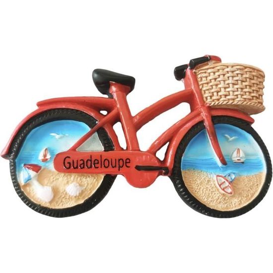 Guadeloupe Aimant de réfrigérateur 3D en forme de vélo, fait à la main, décoration de la maison ...