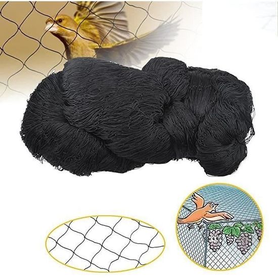 Xingfu-ROCK 15m * 7m Filet de volière Anti-oiseaux Maille Noir Protection pour Plante Légume ...