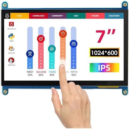 Écran Raspberry Pi, Écran Tactile 7 Pouces 1024 X 600 Hd Lcd Mini ...
