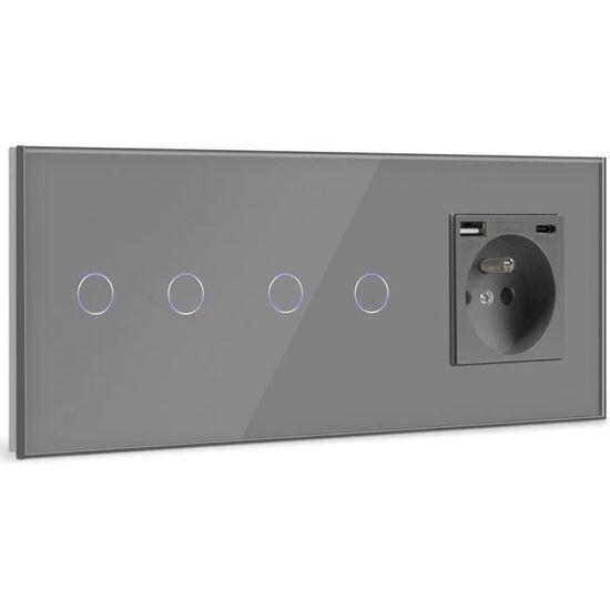 Interrupteur Tactile Double Avec Prise Murale Usb Et 1 Type C,Gris 2 ...
