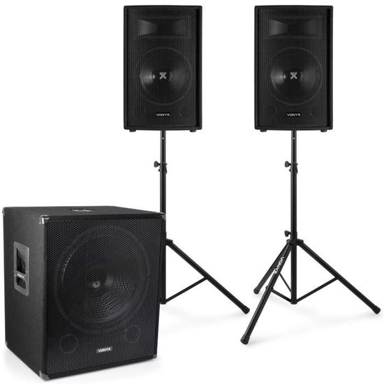 Enceinte Passive 2.1 - Vonyx - SL12 PA Speakerbox - 1600W - Caisson de ...