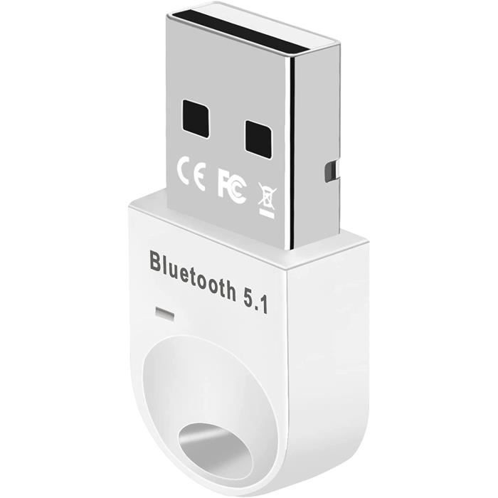 Adaptateur USB Bluetooth 5.1, Clé Bluetooth Dongle pour Windows 11-10-8.1-8-7, Supporte Casque ...