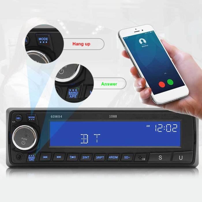 Akozon Lecteur de voiture Lecteur MP3 de Carte Disque U Audio Stéréo de Voiture Radio FM ...