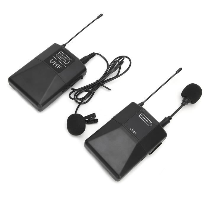Akozon Système de microphone sans fil Microphone à pince sans fil Microphone Lavalier avec ...