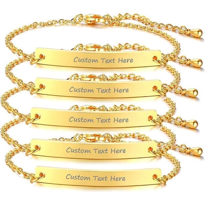 Bracelet Femme Personnalisé Gravés Noms Acier Inoxydable Bracelet ...