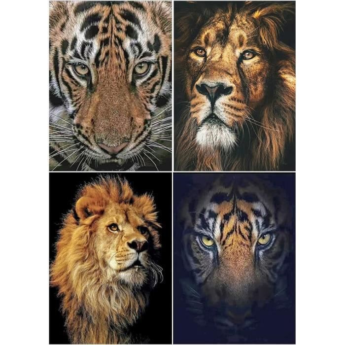 Lot De 4 Diamond Painting Animaux 40X50 Cm Diamond Painting Tiger ...
