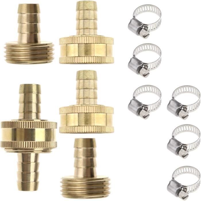 Raccord de tuyau d'arrosage laiton 13mm NPT - Connecteur mâle et femelle - Lot de 12 pièces ...