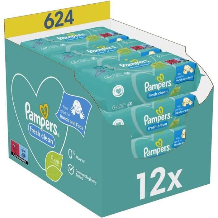 Lingettes Bébé Fresh Clean, 624 Lingettes (Lot De 12 X 52), Sans Alcool ...