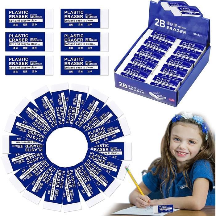 WEYE-30 Gommes 2B, Gomme douce, Gomme blanche durable En plastique ...