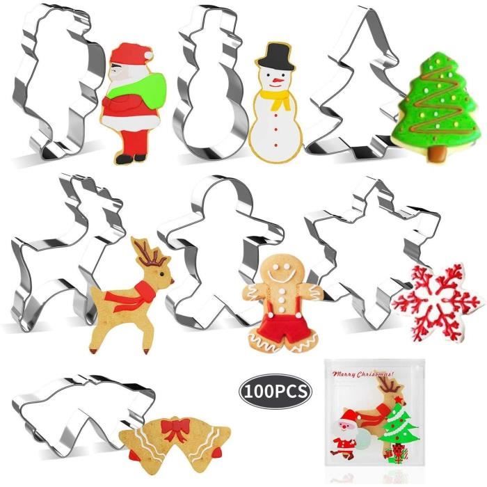 Ensemble de Emporte-pièces de Noël 7 Pcs avec 100 PCS Sacs à Bonbons ...