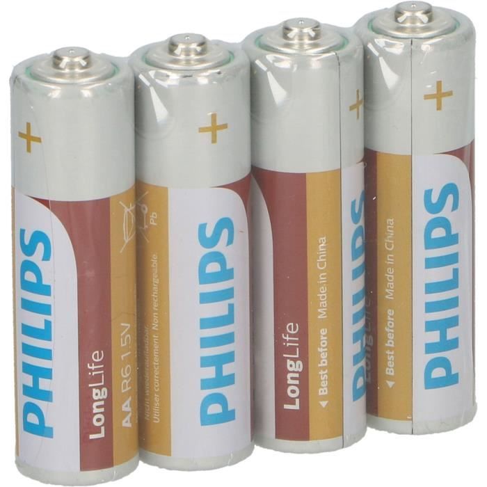 PHILIPS Piles R6 / AA Longlife - 1,5 V - Pack de 4 - Cdiscount Jeux ...