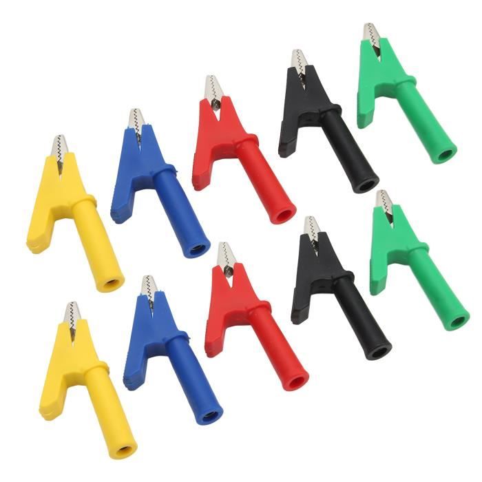 Pinces crocodiles de test isolées EJ.LIFE - Ouverture 10mm - Lot de 10 ...