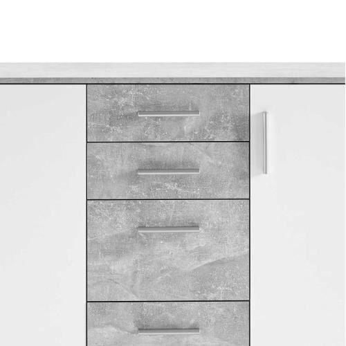Commode - EMOB - Bobette - 4 tiroirs - Décor béton - 3 portes ...