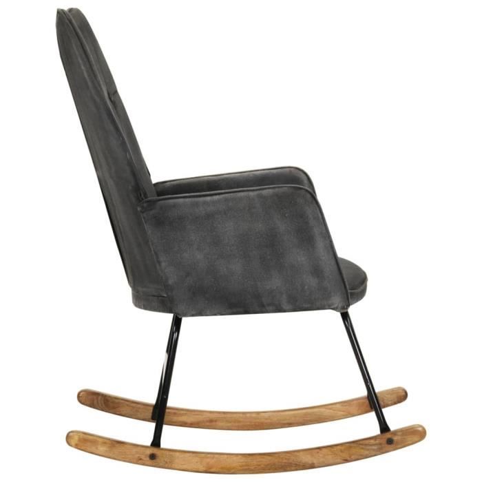 KEENSO Fauteuil à bascule Noire vintage Toile KN005 - Cdiscount Maison