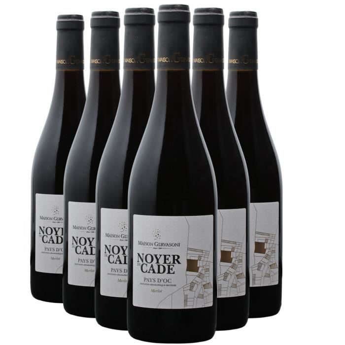 Pays d'Oc Noyer Du Cade Merlot Rouge - Lot de 6x75cl - Maison Gervasoni ...