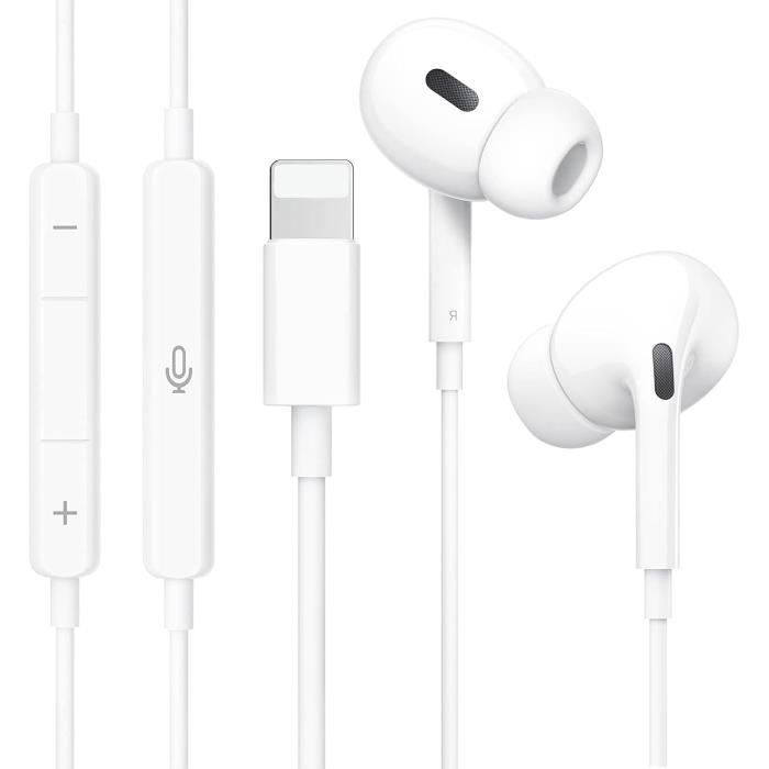Casque Iphone Câble, Certifié Mfi, Écouteurs Stéréo Hifi Microphone Et ...