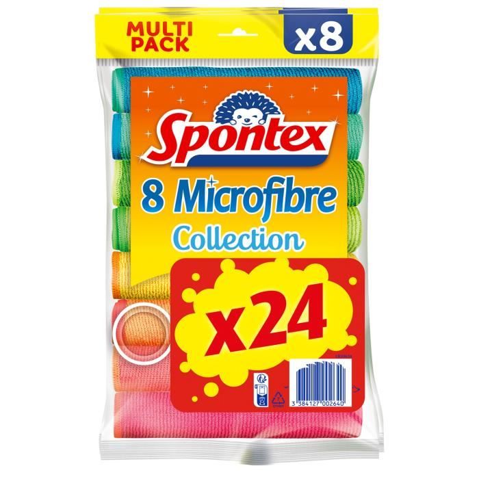 SPONTEX Lot de 3 packs de 8 microfibres Collection - 24 Microfibres ...