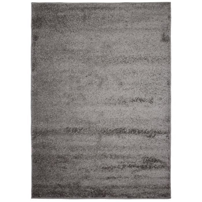 TAPISO Tapis Salon Shaggy Poils Longs DELHI Gris Foncé Unicolore ...
