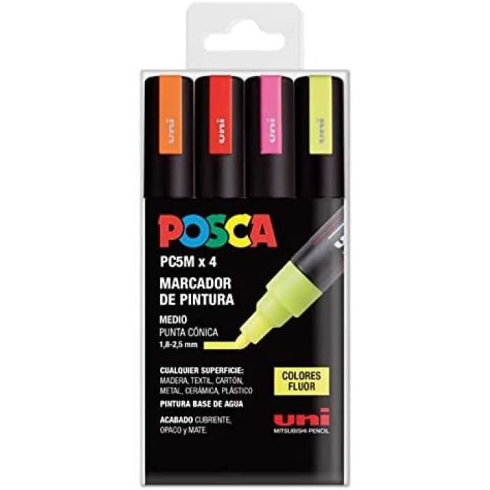 Marqueurs de peinture - UNI Posca - PC 5M - Lot de 4 - Fluorescent ...