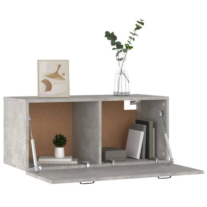 FAN - Armoire murale Gris béton 80x35x36,5 cm Bois d'ingénierie - HAUTE ...
