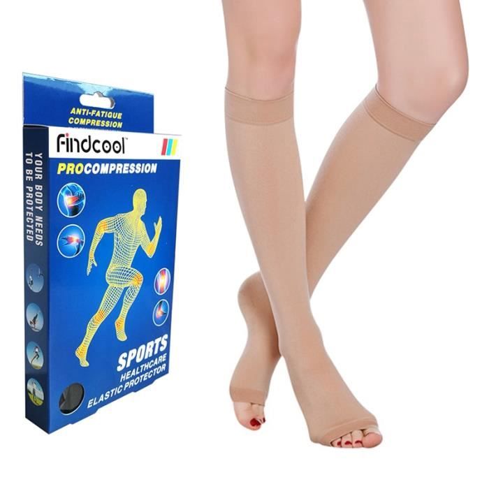 Bas,Bas de Compression médicaux à bout ouvert, hauteur du genou 20 30 ...