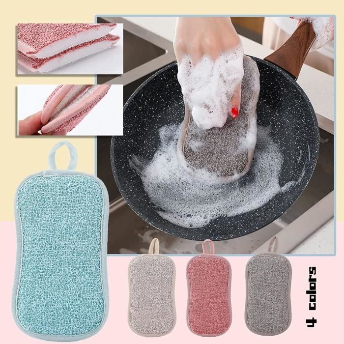 3 Pcs Eponge Vaisselle Lavable La Cuisine En Microfibre Reutilisable ...