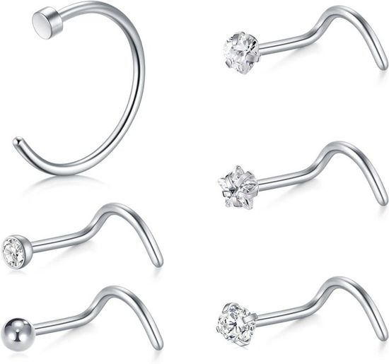 Percing Nez Vis en Acier Inoxydable Percing au Nez Anneau 20G L Forme ...