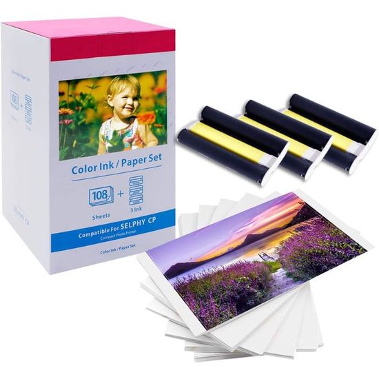 PAPIER IMPRIMANTE - AMIS - Pack Canon Selphy CP1500 KP-108IN, 3 ...
