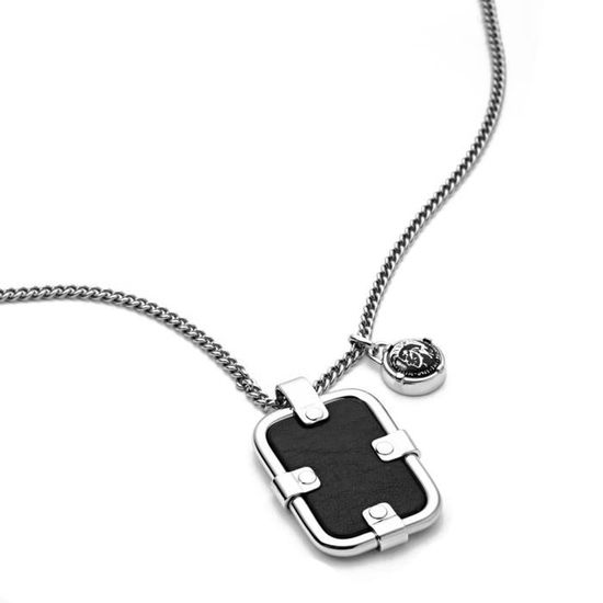 Collier - DIESEL - STEEL MEN DX0778040 - Noir - Argent - Acier ...