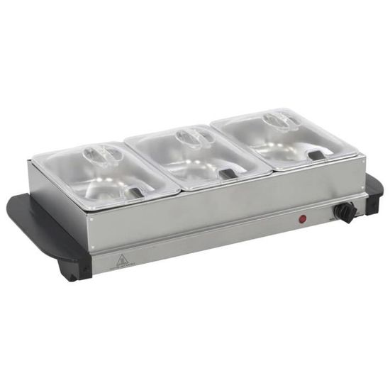 YOS Serveur buffet Acier inoxydable Chauffe-repas 200 W 3x1,5 L 220 ...