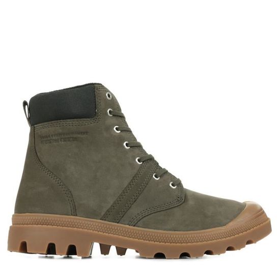 Boots Homme Palladium Pallabrousse Cuff WP+ - Marron - Large Talon - Cuir Nubuck - Lacets ...