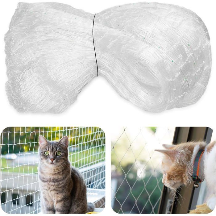 5 x 5m Filet Chat Balcon sans Percage, 2.5cm Filet Chat, Blanc Filet ...