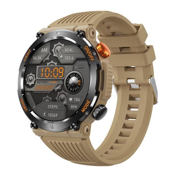 Brun-Montre Connectée HT17 avec Boussole et Éclairage LED pour Homme ...