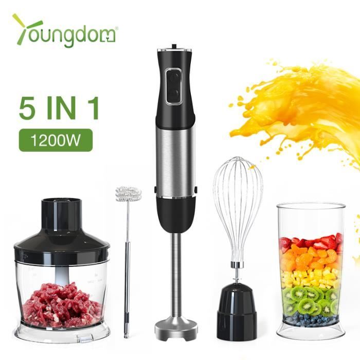 Couleur 5 en 1 Mixeur à main électrique 5 en 1, 1200W, 220V, lame en ...