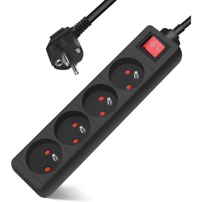 Multiprise 4 Prises 16A 2P + T Avec Interrupteur, Bloc 3 Prises ...