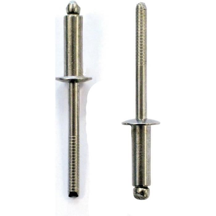100 Rivets Pop Inox - Inox A2 Tête Plate Diamètre 4 Mm Longueur 10 Mm ...