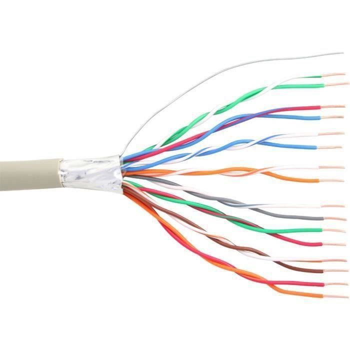 Câble téléphone InLine® 16 fils, 8x2x0,6mm, pour installation, 25m ...