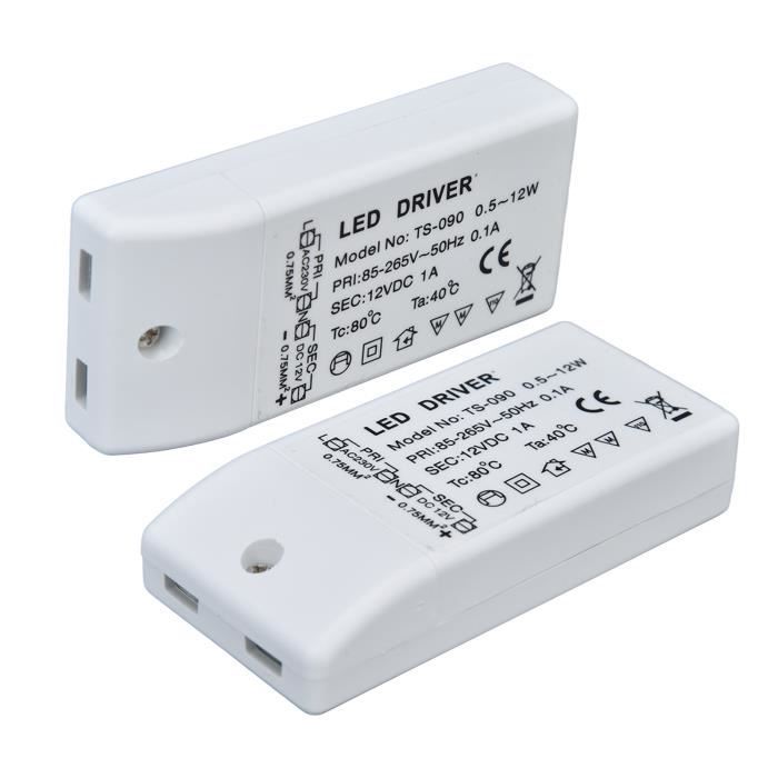 Pilote LED - QIILU - 12W 12V DC - Intensité 1A - ABS - Utilisation ...