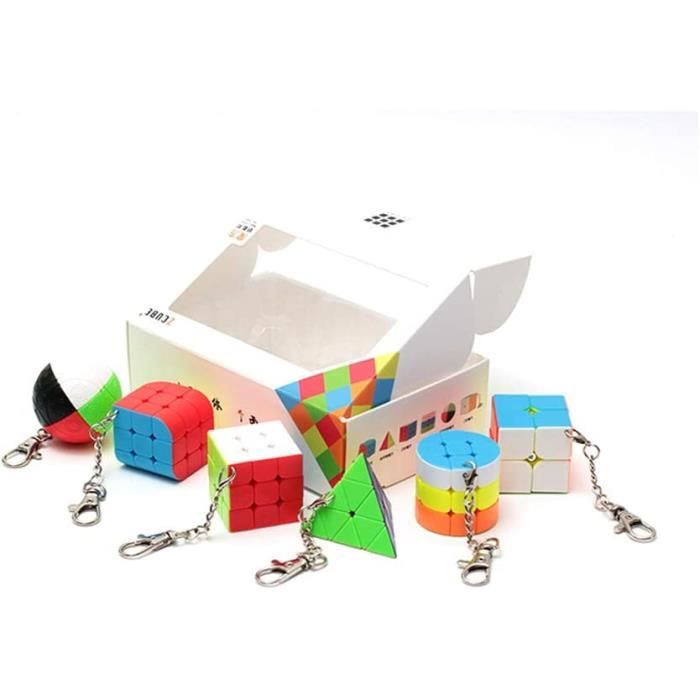 Yealvin Lot de 6 porte-clés dés magiques Speed Cube 2 x 2 3 x 3 cm, 3 x ...