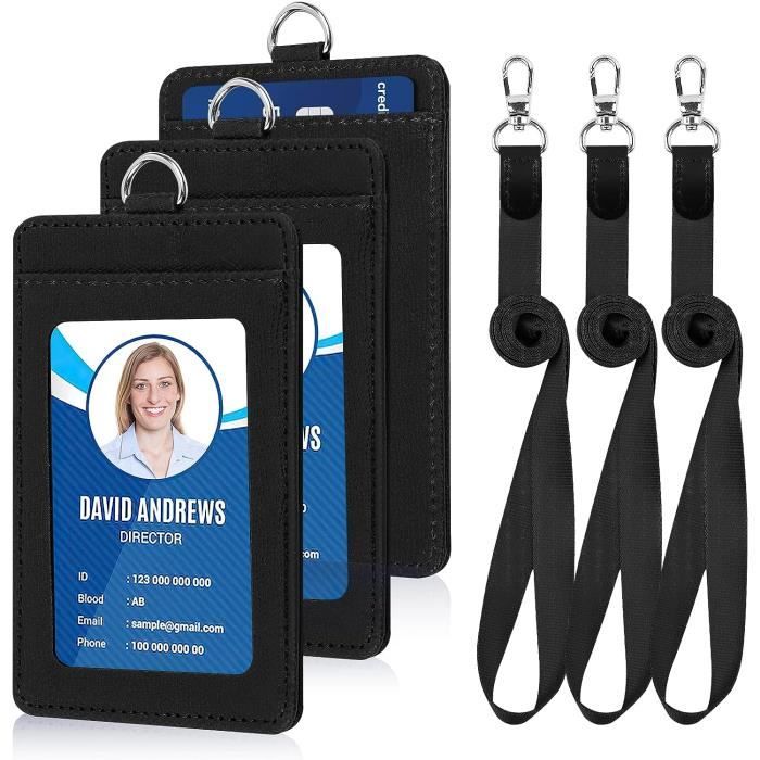 PLAPOT Lot de 3 Porte-Badge en PU Cuir,Porte-badges Verticaux en Cuir ...