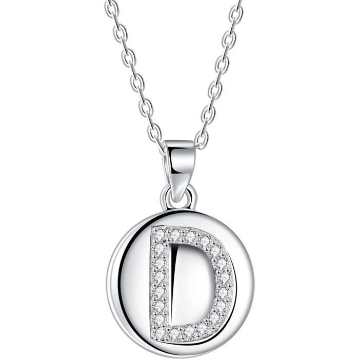 Collier Lettre Initiale, Argent 925 Avec Zircon Pour Femme Fille ...