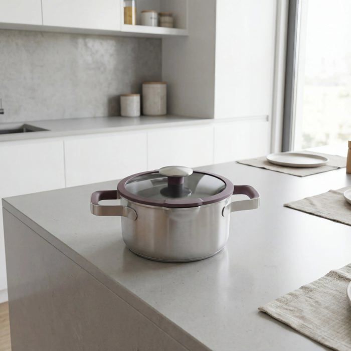 BergHOFF Home Faitout 20 cm avec couvercle, Acier inoxydable ...