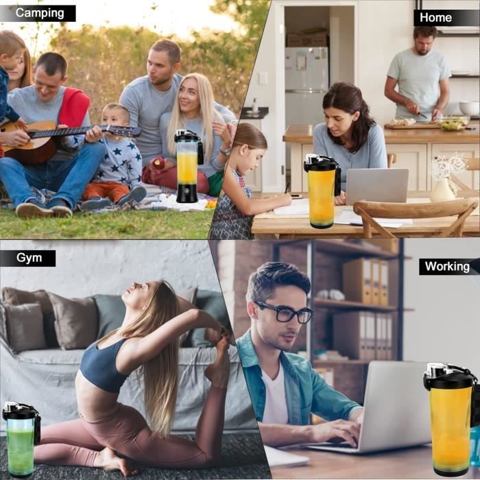 Mélangeur Portatif Smoothie Mixeur, Mini Blender Juicer Personnel Rechargeable Usb 4000Mah Pour ...