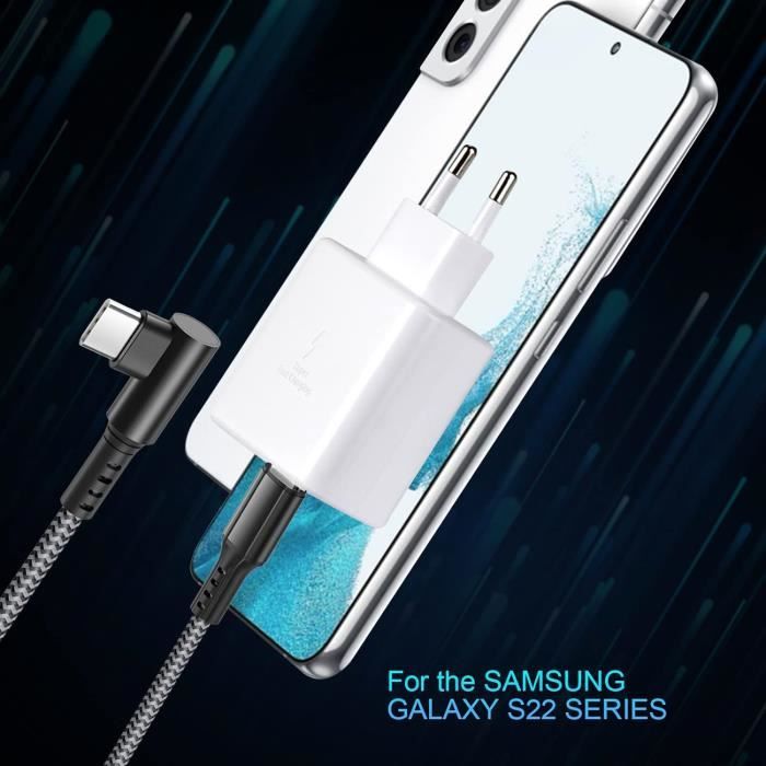 Chargeur Rapide Usb C,45W Secteur Usbc Et 2M Nylon Câble Pour Samsung Galaxy S24 S23 S22 S21 ...