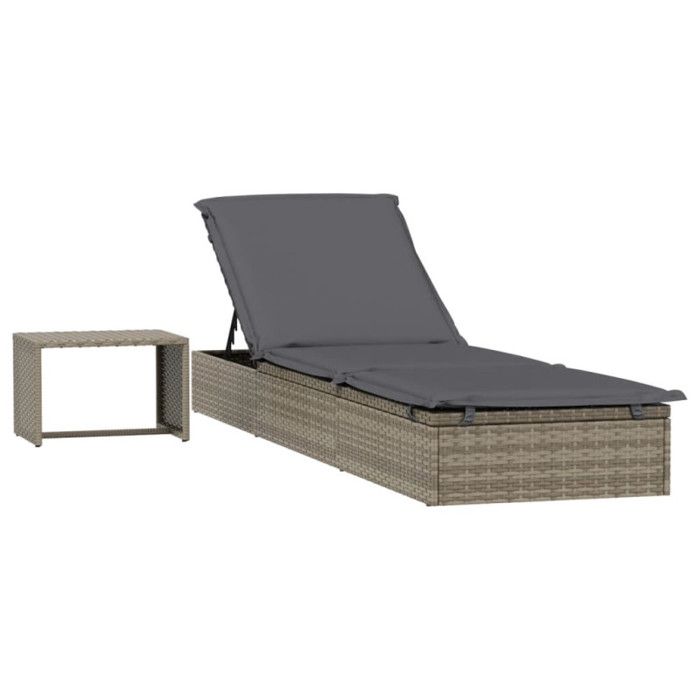 VidaXL Transat 1 pc avec table gris résine tressée 319633 - Cdiscount ...
