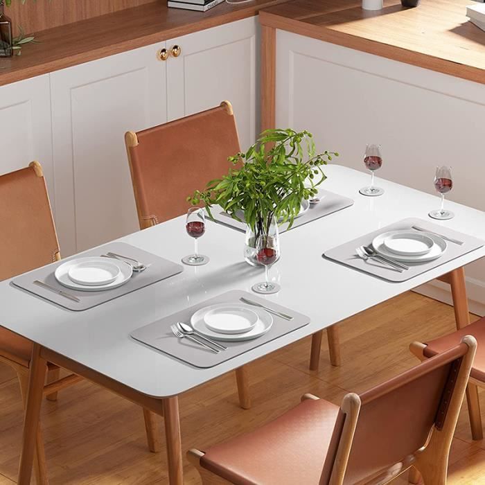 Set de Table Simili Cuir - AIEVIS - Lot de 6 - Gris - Anti-chaleur ...