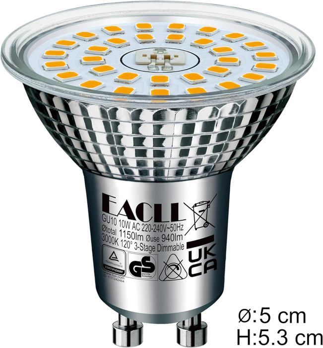 Ampoules GU10 LED 10W Dimmable 3 Étapes Avec la Fonction Mémoire,Lot de ...