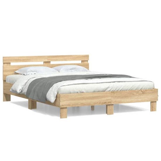 BESTLIFE Structure de lit avec tête de lit chêne sonoma 140x200 cm ...