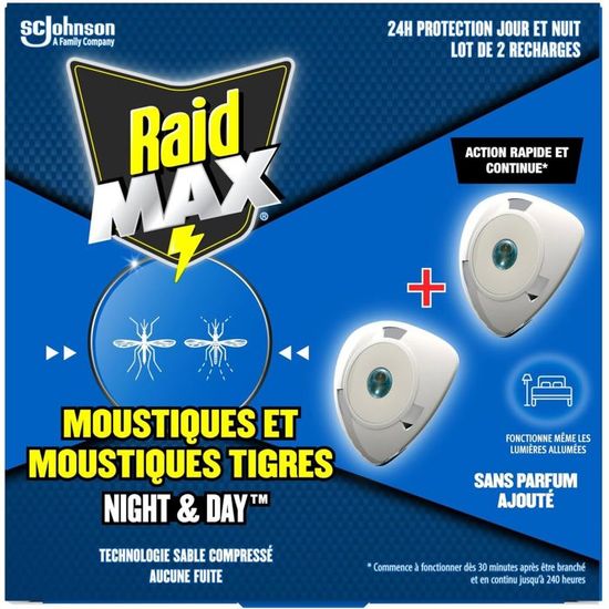 Raid Max Recharges Diffuseur Electrique Liquide - Anti-Moustiques et Moustiques Tigres - Sans ...