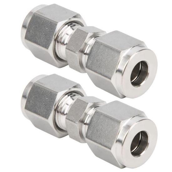 Dilwe adaptateur pour tube de compression en acier inoxydable Adaptateur de tube droit à double ...